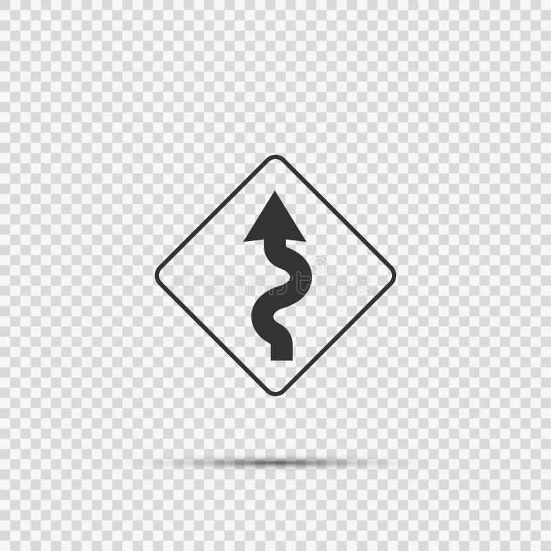 Symbol Winding Traffic Road Sign Isolated on Grey Sky Background.Vector ...