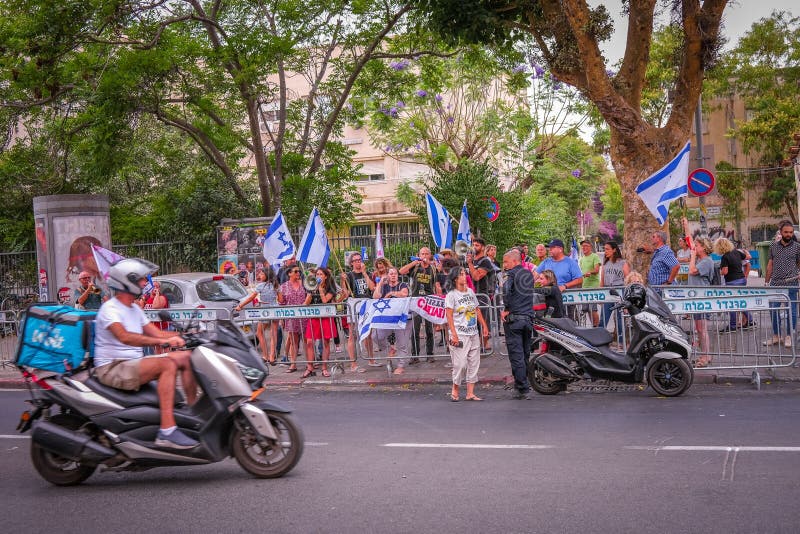 A Left-wing Protest for Democracy in Tel Aviv in Israel Editorial ...
