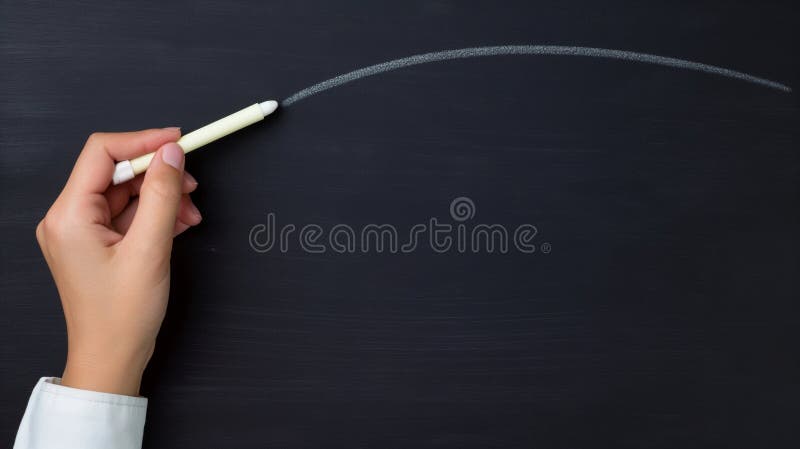 Lefthanded Teacher Drawing Line on Chalkboard Banner Background Copy ...
