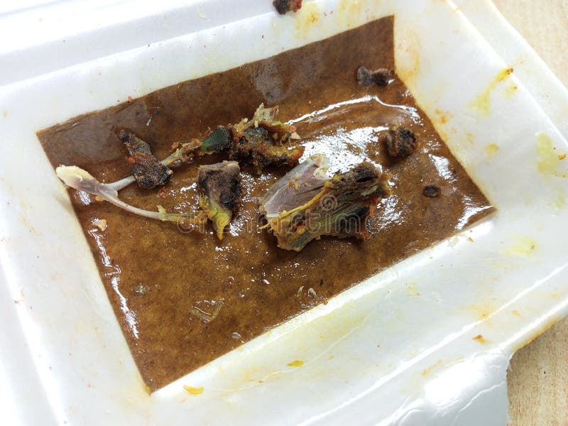 Leftover Dinner, only Chicken Bones in Styrofoam Stock Image - Image of ...