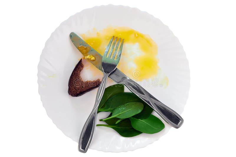 Leftover Food on a Plate after Breakfast Stock Image - Image of ...