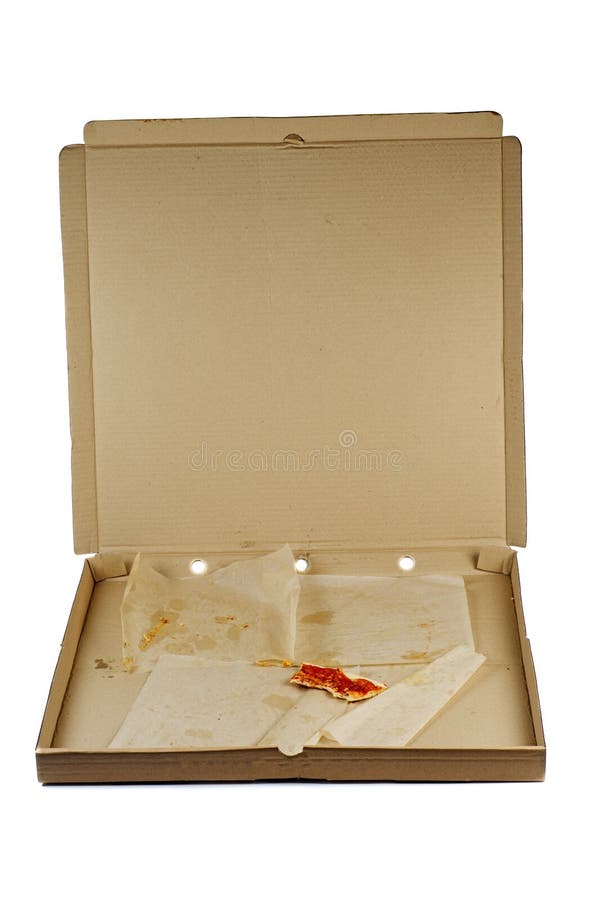 Leftover Piece of Pizza in the Giant Box Isolated on a White Stock ...