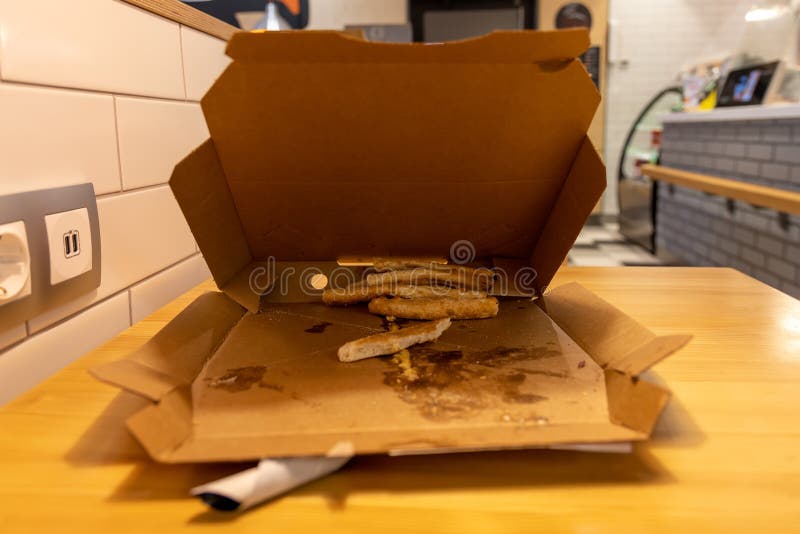 Leftover Pieces of Pizza Crust Laying in the Pizza Box Carton ...