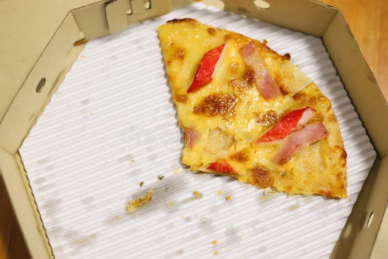 Leftover pizza in box stock image. Image of crust, dessert - 126457601