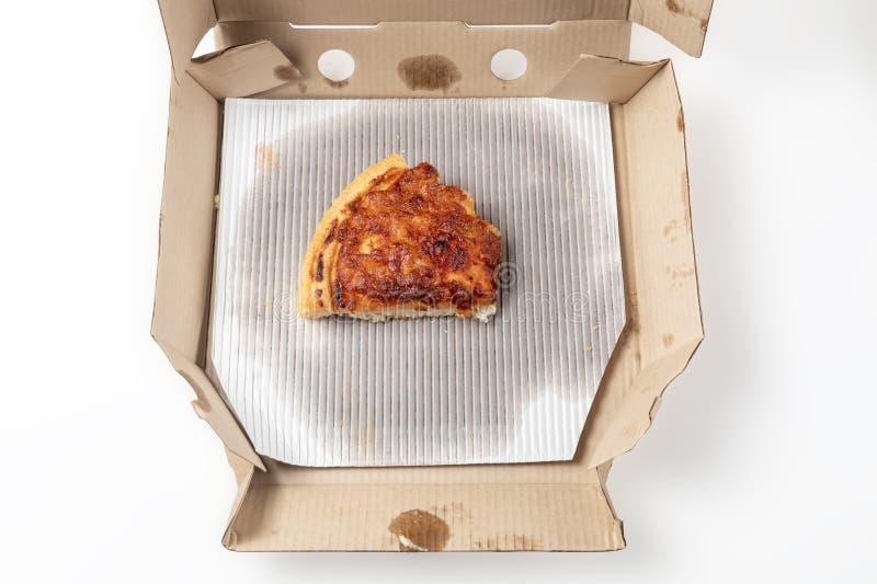 Leftover Pizza in an Open Cardboard Pizza Box. Top View Stock Photo ...