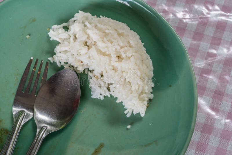 Leftover rice on dish stock photo. Image of table, thai - 77842116