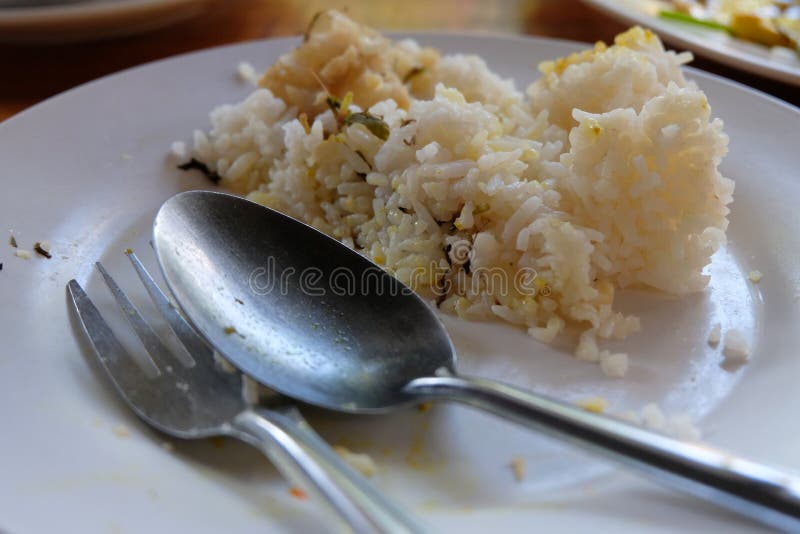 Leftover rice on dish stock image. Image of culture - 194176643