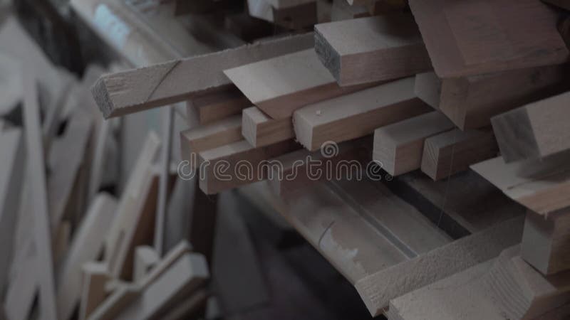 Leftover Wood Cuttings from the Workshop, Solid Wood Pieces Stock Video ...
