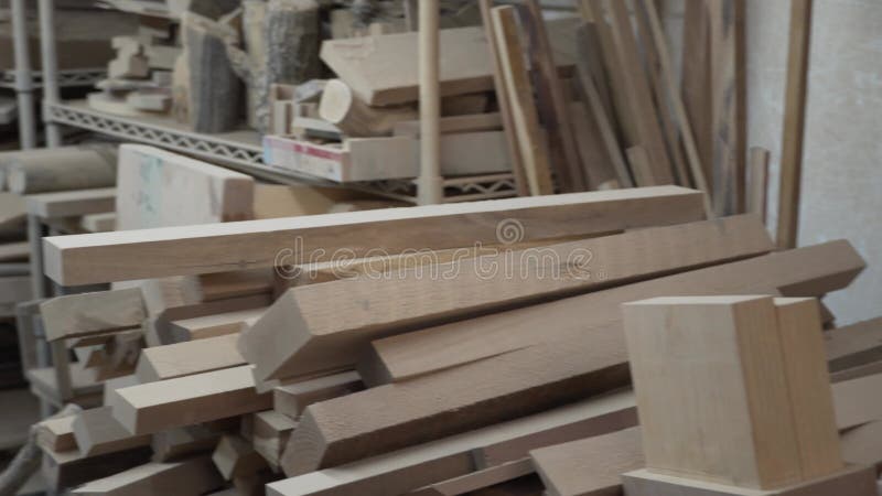 Leftover Wood Cuttings from the Workshop, Solid Wood Pieces Stock Video ...