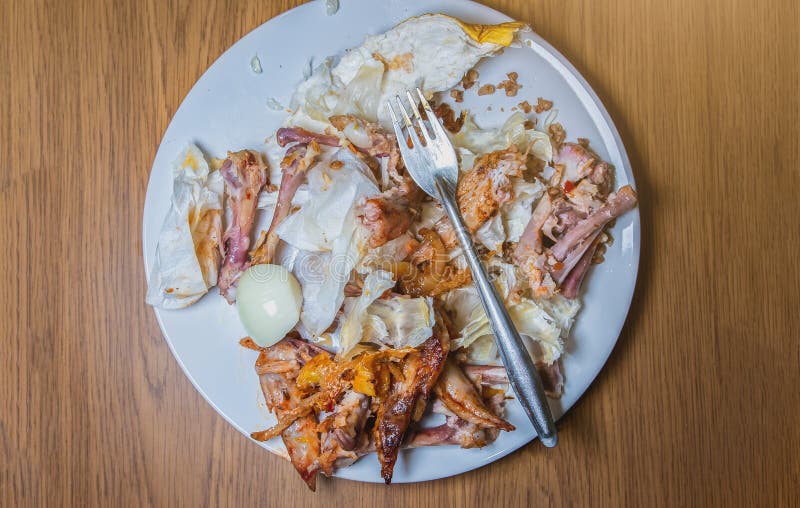 Leftovers on the Big Plate. Waste of Food Stock Image - Image of ...