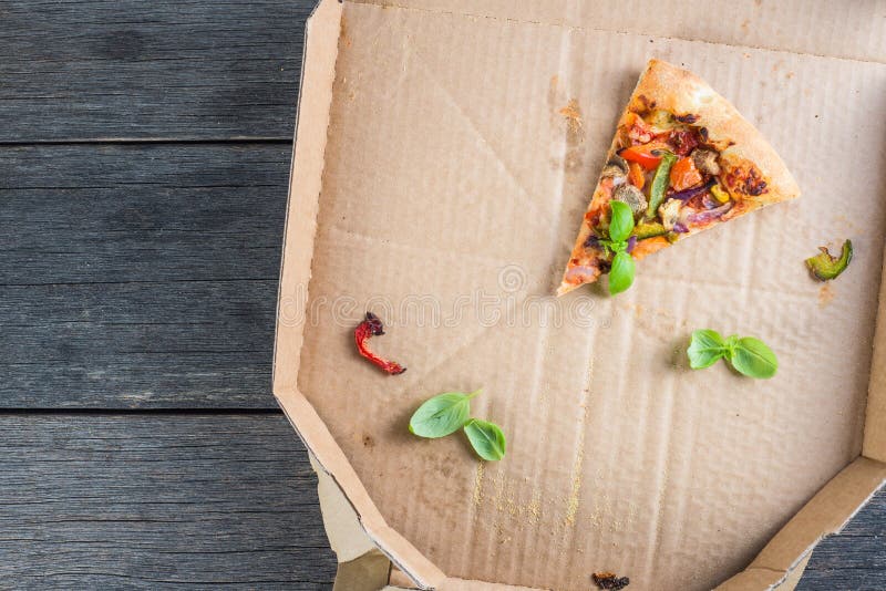 Leftovers Slices of Homemade Vegetarian Pizza in Box Stock Image ...