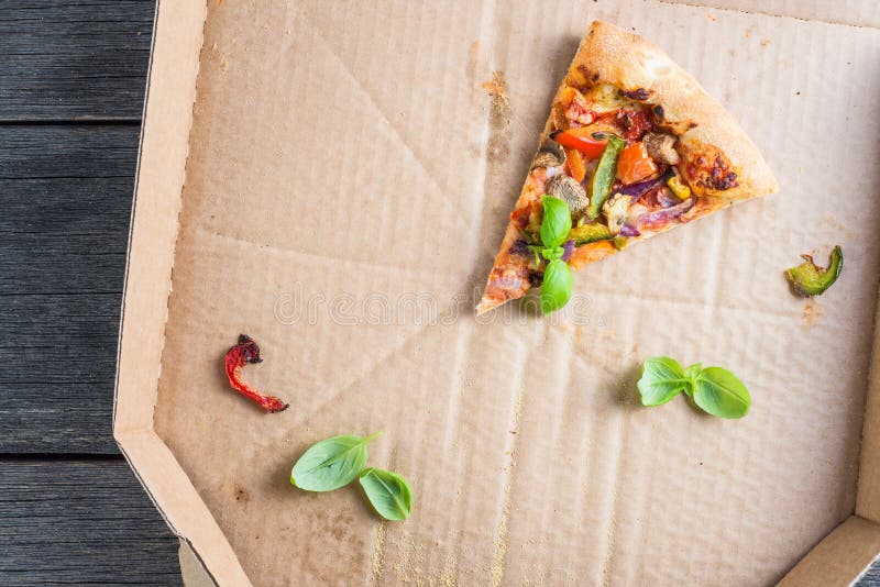Leftovers Slices of Homemade Vegetarian Pizza in Box Stock Image ...