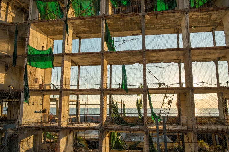 Building being demolished stock photo. Image of construction - 101831464