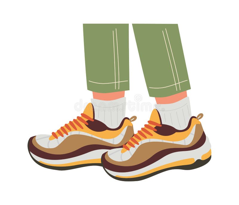 Leg in Comfortable Sneakers Flat Icon Trendy Shoes Stock Vector ...