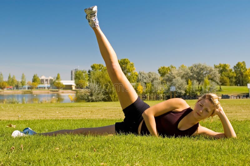 Leg lifts stock photo. Image of brunette, fitness, working - 3227614