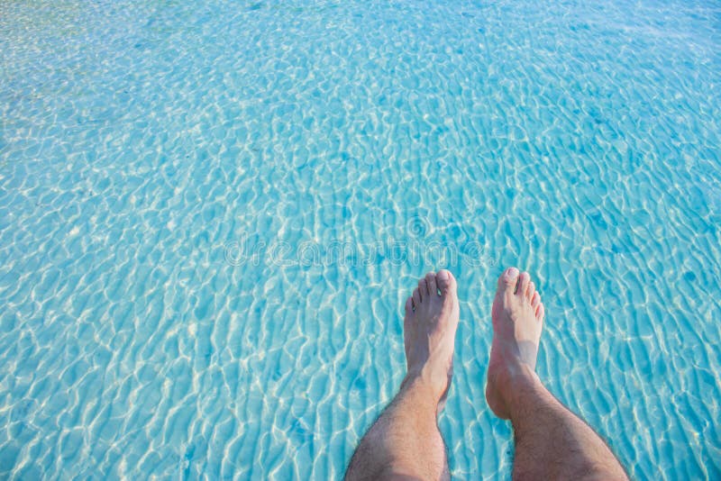 A Leg of Man with Beautiful Blue Ocean Stock Image - Image of natural ...