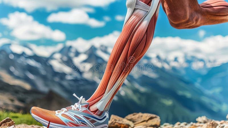Leg Muscles a Runner Leg on Top of a Mountain Calf and Hamstring ...