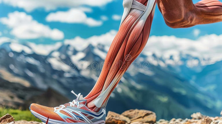 Leg Muscles a Runner Leg on Top of a Mountain Calf and Hamstring ...