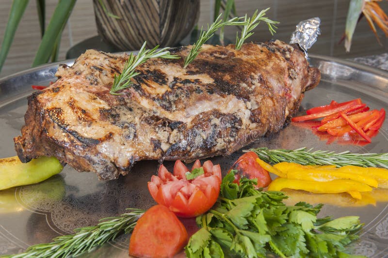 Leg of Roast Lamb at a Restaurant Buffet Stock Image - Image of lamb ...