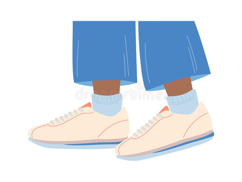 Leg in Sneakers Flat Icon Comfortable Shoes for Walking Stock Vector ...