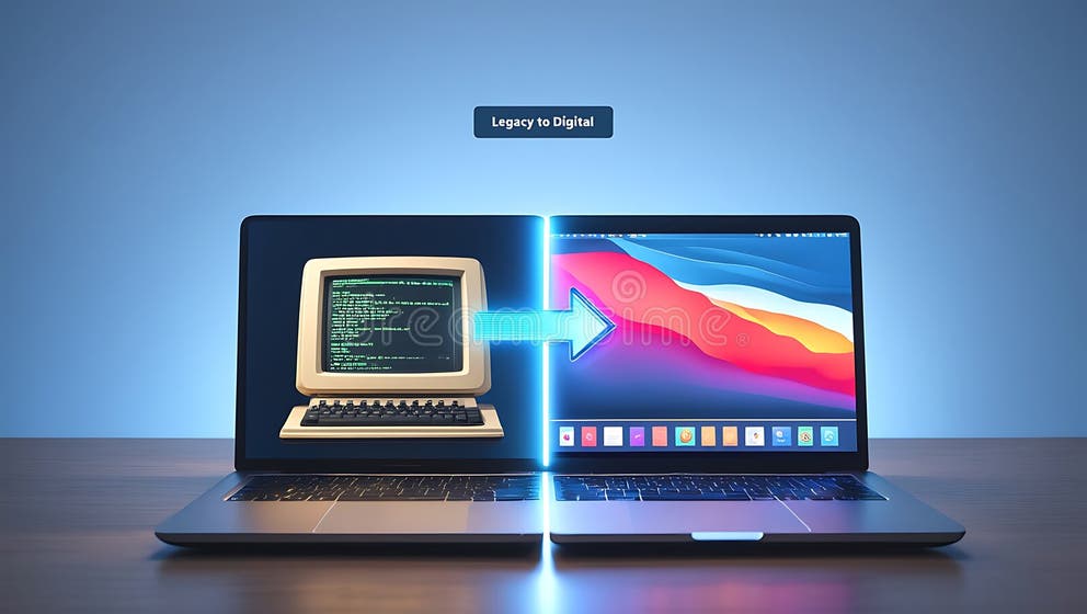 Legacy System To Modern Digital Upgrade: Data Migration Concept Stock ...