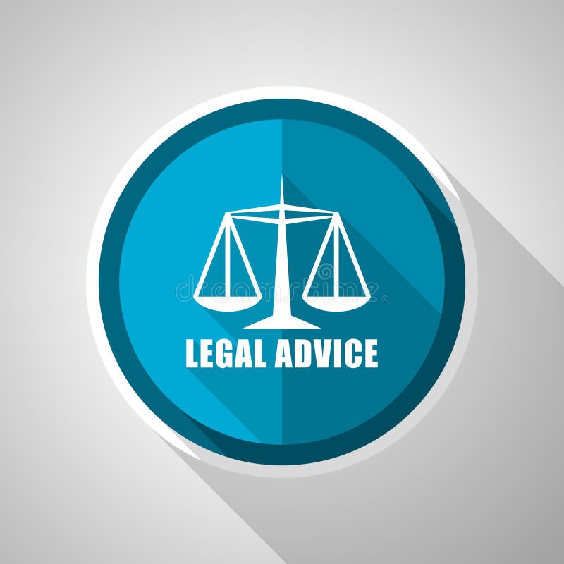 Legal Advice Symbol, Flat Design Vector Blue Icon with Long Shadow ...