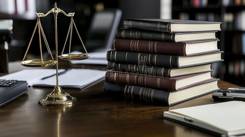 Legal Books and Scales a Professional Workspace Symbolizing Justice and ...