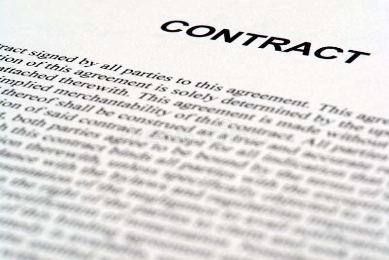 Legal Contract Document in Common Law English Stock Image - Image of ...