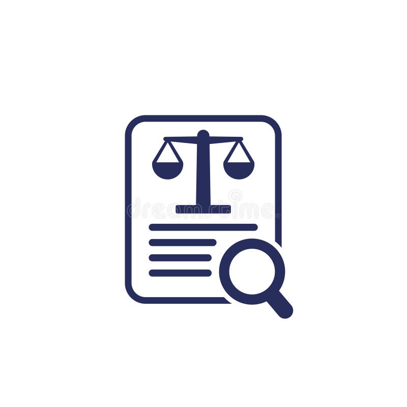 Legal Document Search Icon on White Stock Vector - Illustration of ...