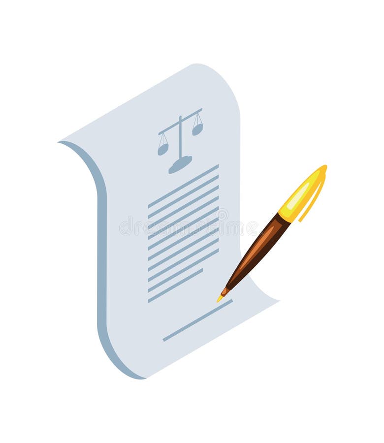 Legal Document Signature Isometric Stock Vector - Illustration of ...