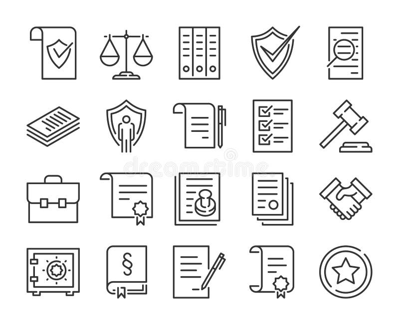 Legal Documents Icon. Law and Justice Line Icon Set. Editable Stroke ...