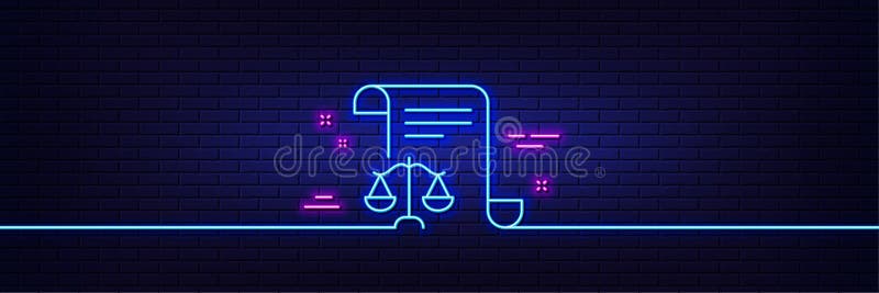 Legal Documents Line Icon. Justice Scales Sign. Neon Light Glow Effect ... Legal Documents Line Icon. Justice Scales Sign. Neon Light Glow Effect ...