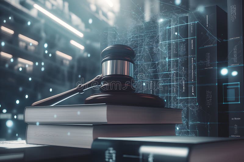 A Legal Gavel and a Stack of Books, with AI Technology Stock Image ...