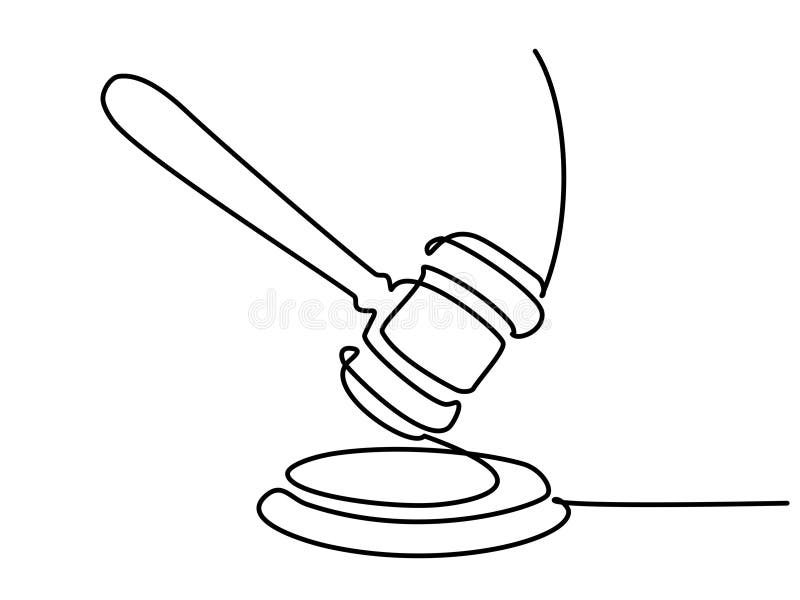 Legal Judge Gavel. Continuous One Line Drawing Stock Illustration ...
