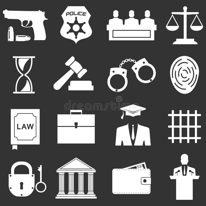 Legal, Law and Justice Icon Set Stock Vector - Illustration of gavel ...