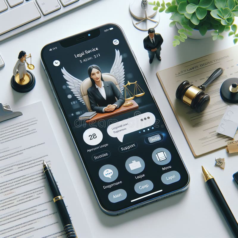 Legal Services App Interface with Legal Documents, Chat Suppot Stock ...