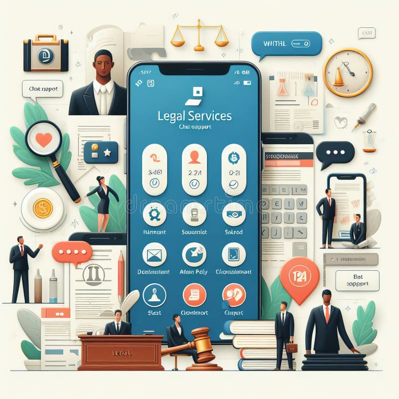 Legal Services App Interface with Legal Documents, Chat Suppot Stock ...