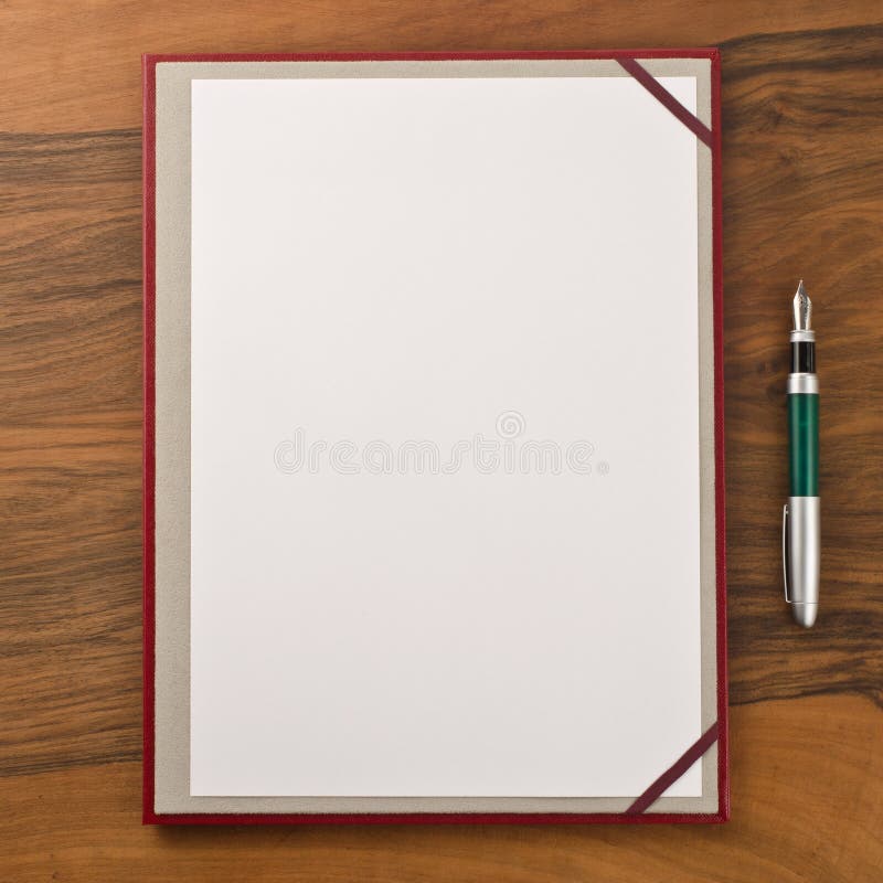 Lege document en pen stock afbeelding. Image of boekje - 32400049