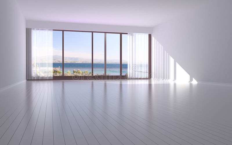 Leeg Ruimte Modern Wit Ruimte Binnenlands 3d Teruggevend Beeld Stock ...