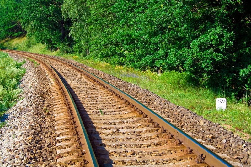 Het Spoor Van De Spoorweg Op Dwarsbalk. Stock Afbeelding - Image of ...