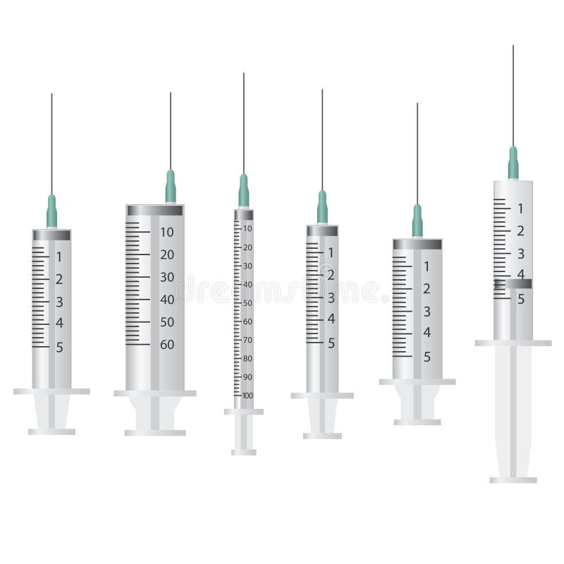 Naald En Spuit Reeks Beschikbare Plastic Spuiten Van Verschillende ...