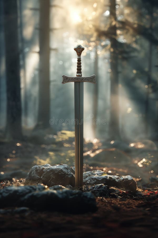 Excalibur. the Mythical Sword in the Stone Stock Illustration ...