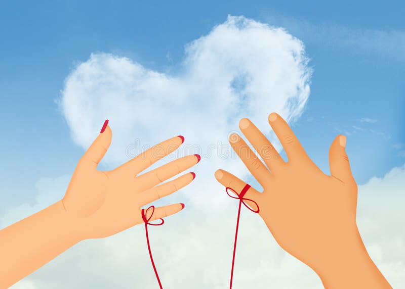 The Legend of the Red Thread Stock Illustration - Illustration of soul ...