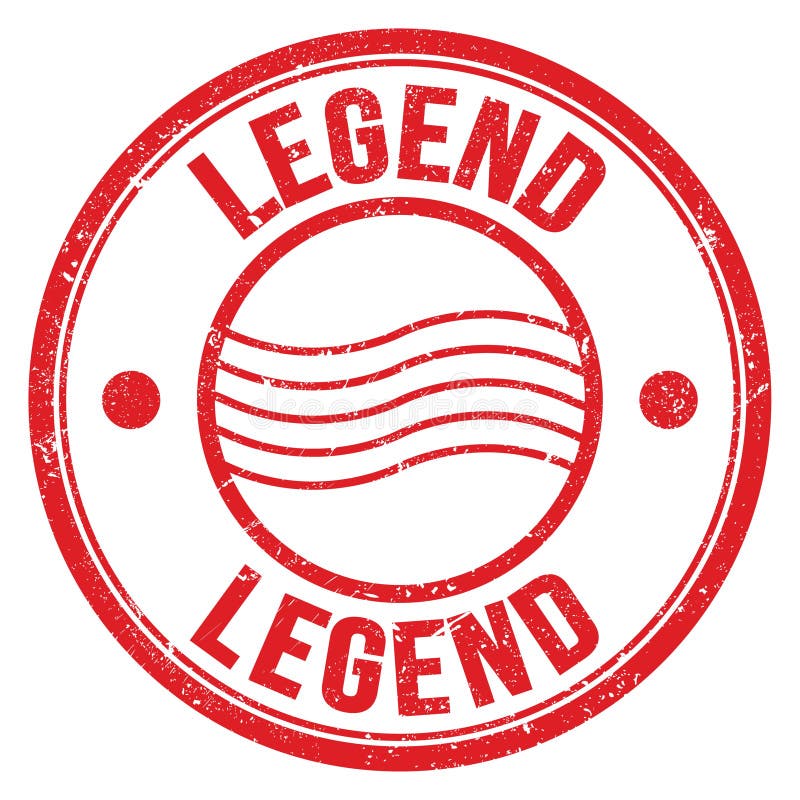 LEGEND Text Written on Red Round Postal Stamp Sign Stock Illustration ...