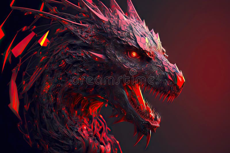Legendary Red Dragons Creature with Open Mouth and Evil Look Stock ...