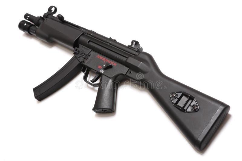 Weapon Series. Modern Submachine Gun, Side View. Stock Image - Image of ...