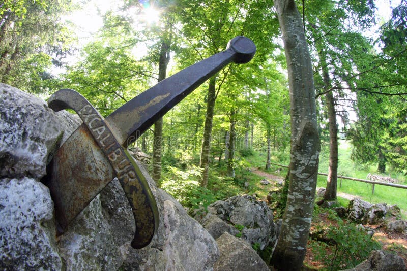 Legendary Sword Excalibur To King Stuck between the R Stock Image ... Legendary Sword Excalibur To King Stuck between the R Stock Image ...