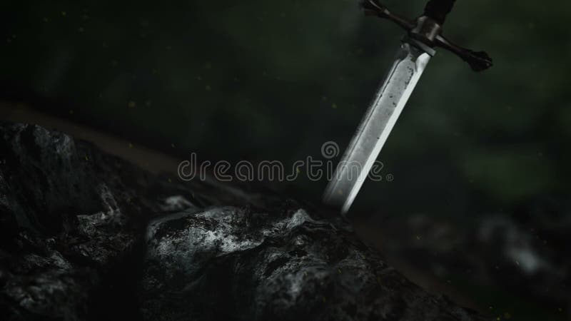 A Legendary Sword Stuck Inside a Stone Stock Footage - Video of ...