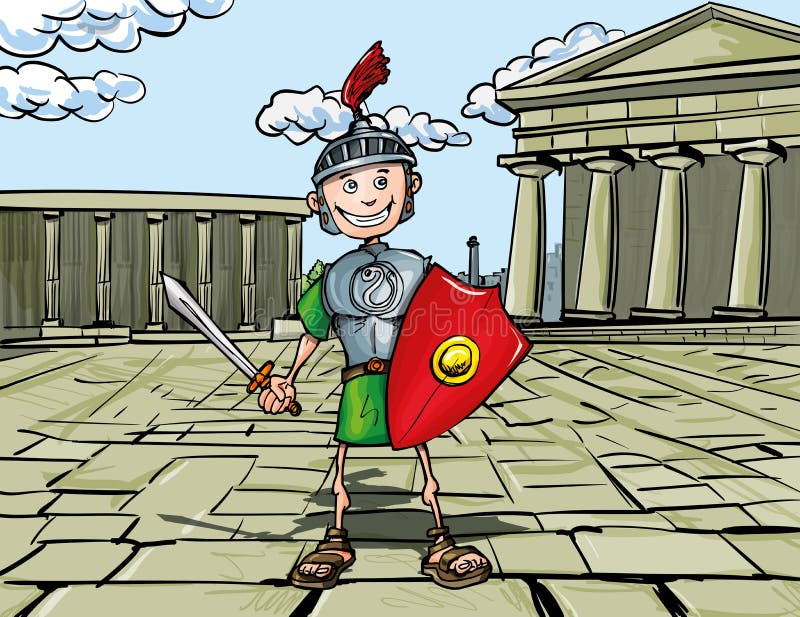 Legionary Romano Dos Desenhos Animados Ilustração Stock - Ilustração de ...