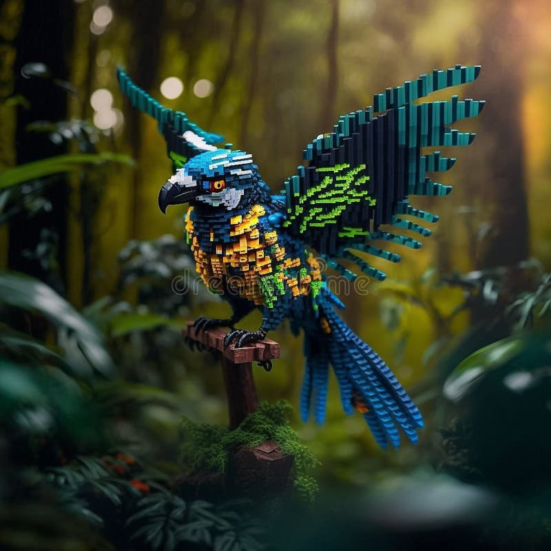 A Lego Bird with a Colorful Pattern that Says " the Word Parrot " on it ...